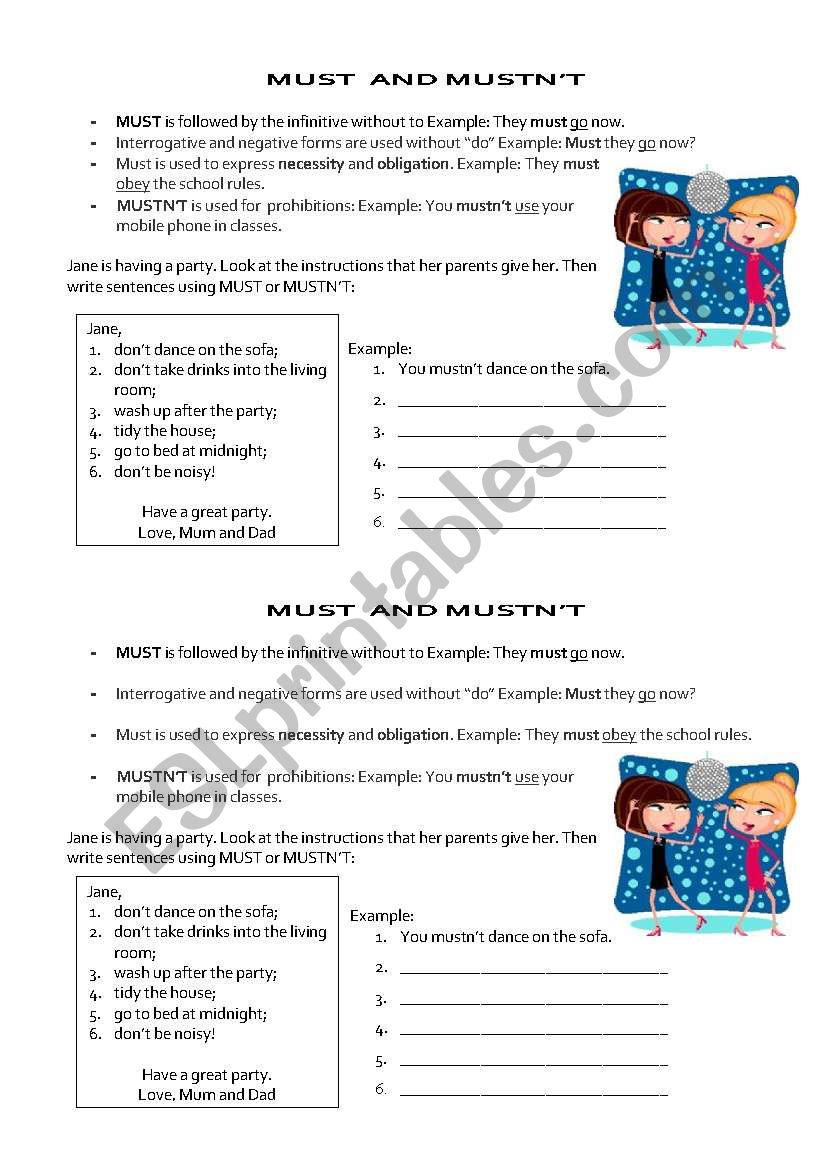 MUST & MUSTN´T - ESL worksheet by helenarechena