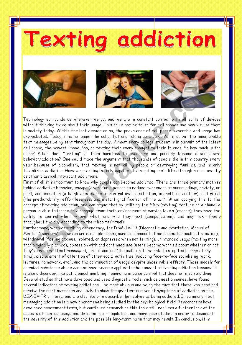 “TXT: The new technology addiction?” - ESL worksheet by patties