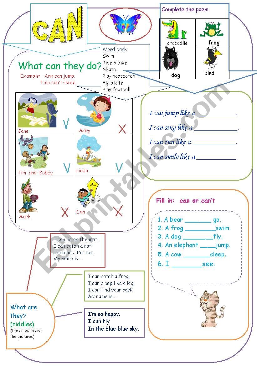 Can / Can´t - ESL worksheet by sara251190