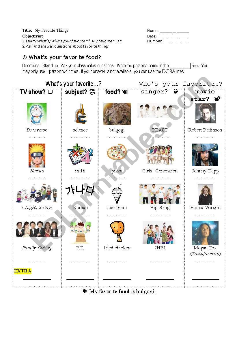 What´s your favorite - ESL worksheet by kba2s