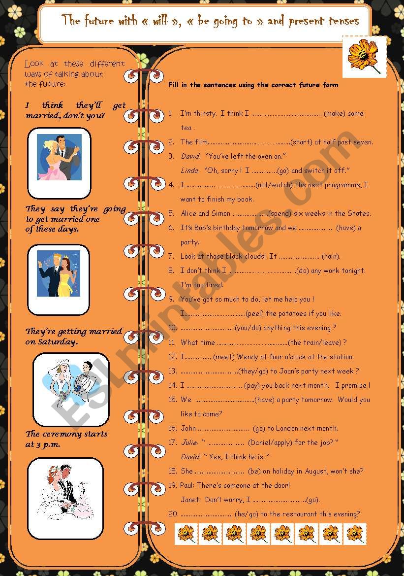 The future with « will », « be going to » and present tenses - ESL ...
