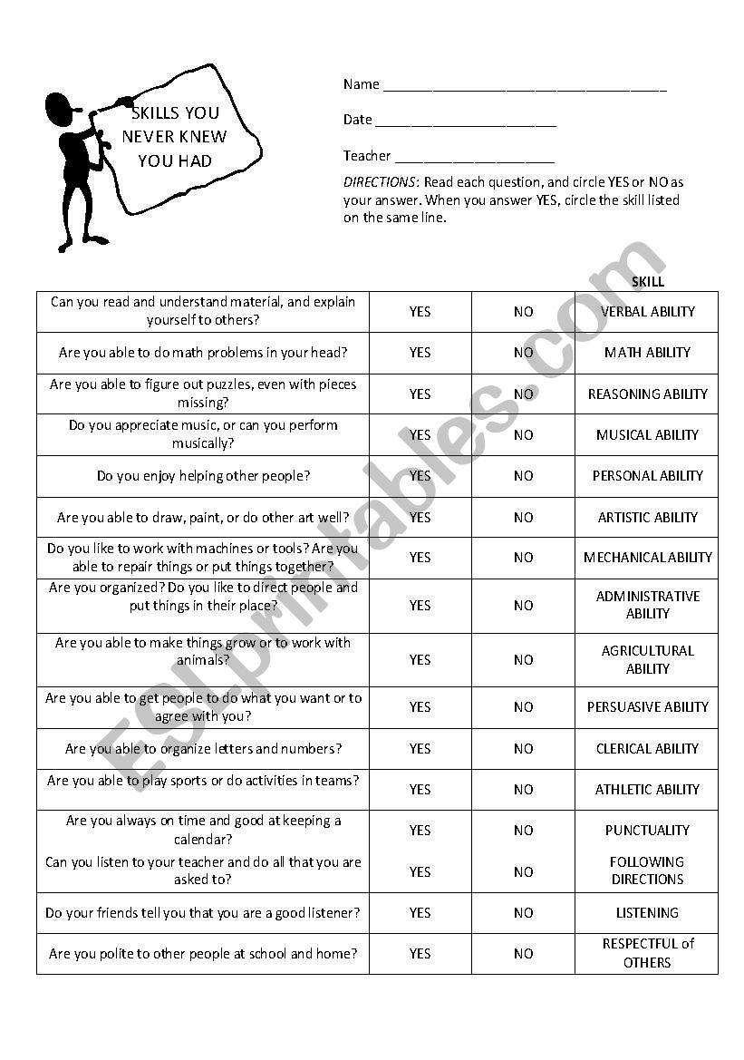 Skills You Never Knew You Had - ESL worksheet by crosbys Skills You Never Knew You Had - ESL worksheet by crosbys
