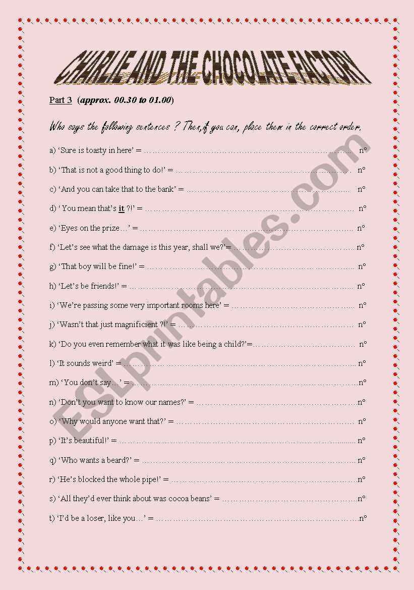 Roald Dahl´s ´Charlie and the chocolate factory´ film version, part3 ...