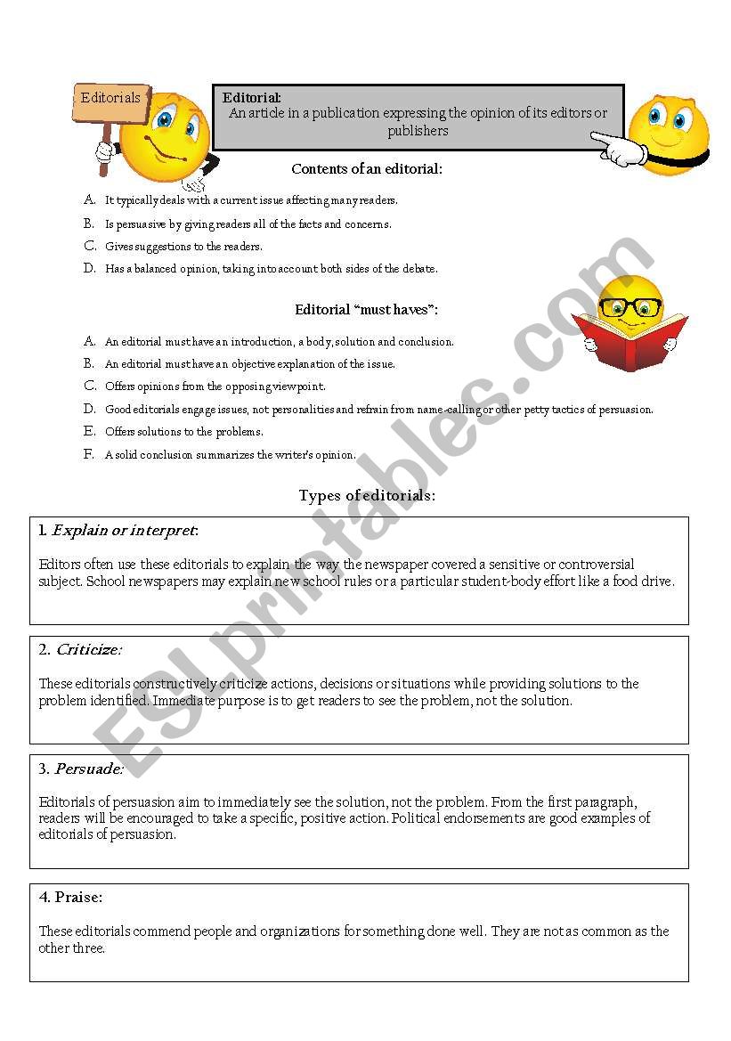 How To Write An Editorial lesson ESL Worksheet By Alaina