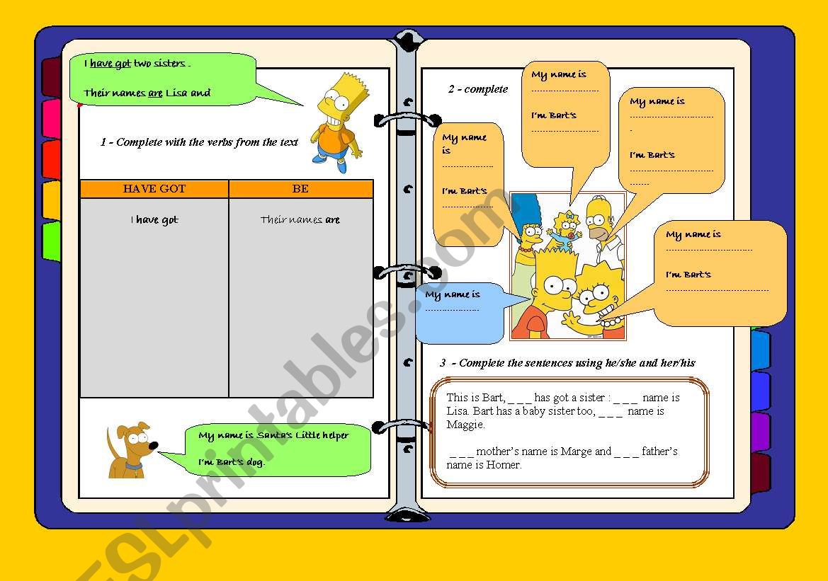BART´S FAMILY TREE (bart simpson) WS # 2 - ESL worksheet by capi761