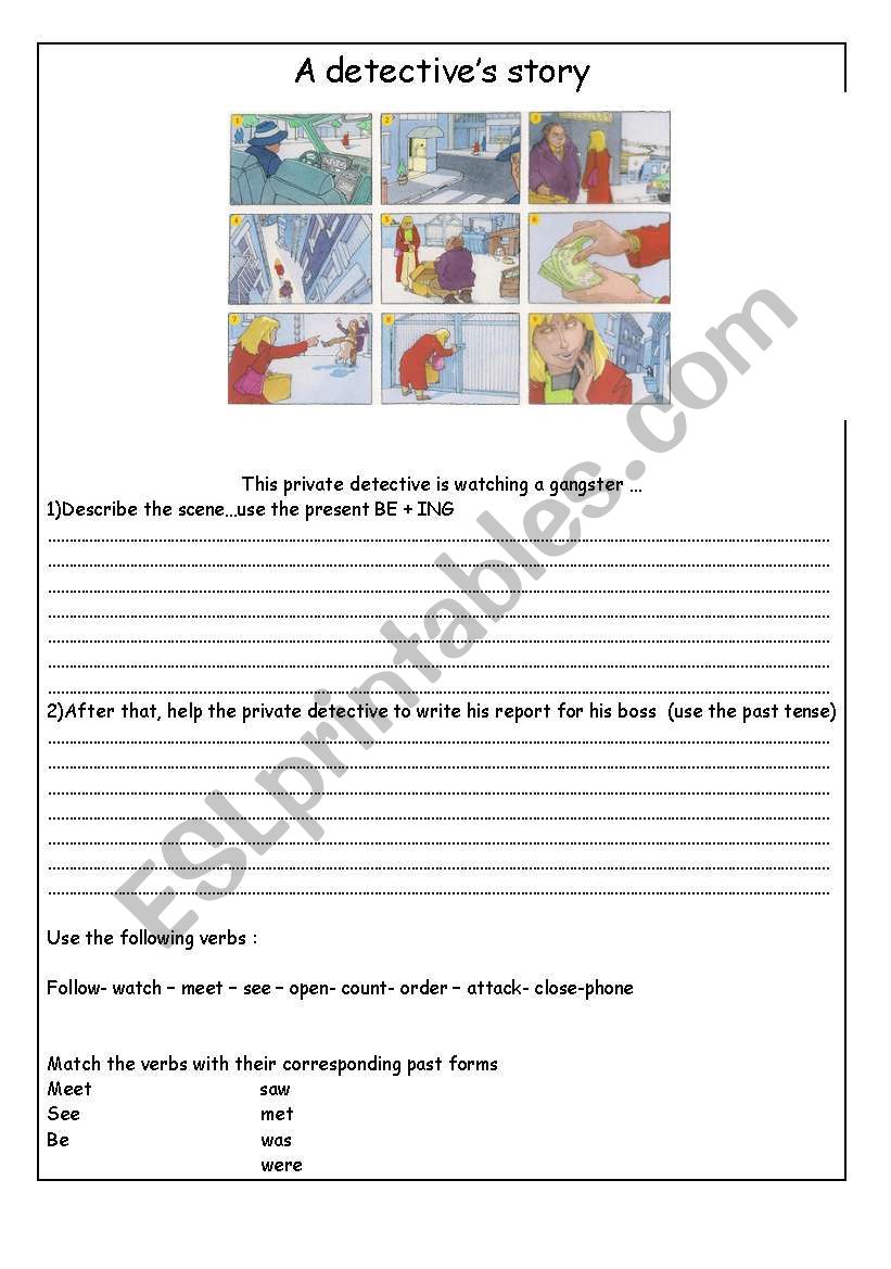 simple past and regular verbs -a detective´s story - ESL worksheet by ...