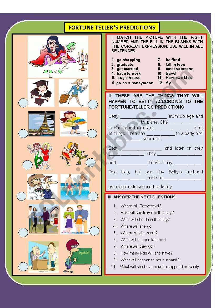 FORTUNE-TELLERÂ´S PREDICTION - ESL worksheet by pete