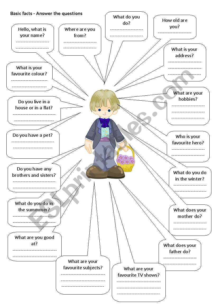 Basic facts - asnwer little boy´s questions - ESL worksheet by mariana_x