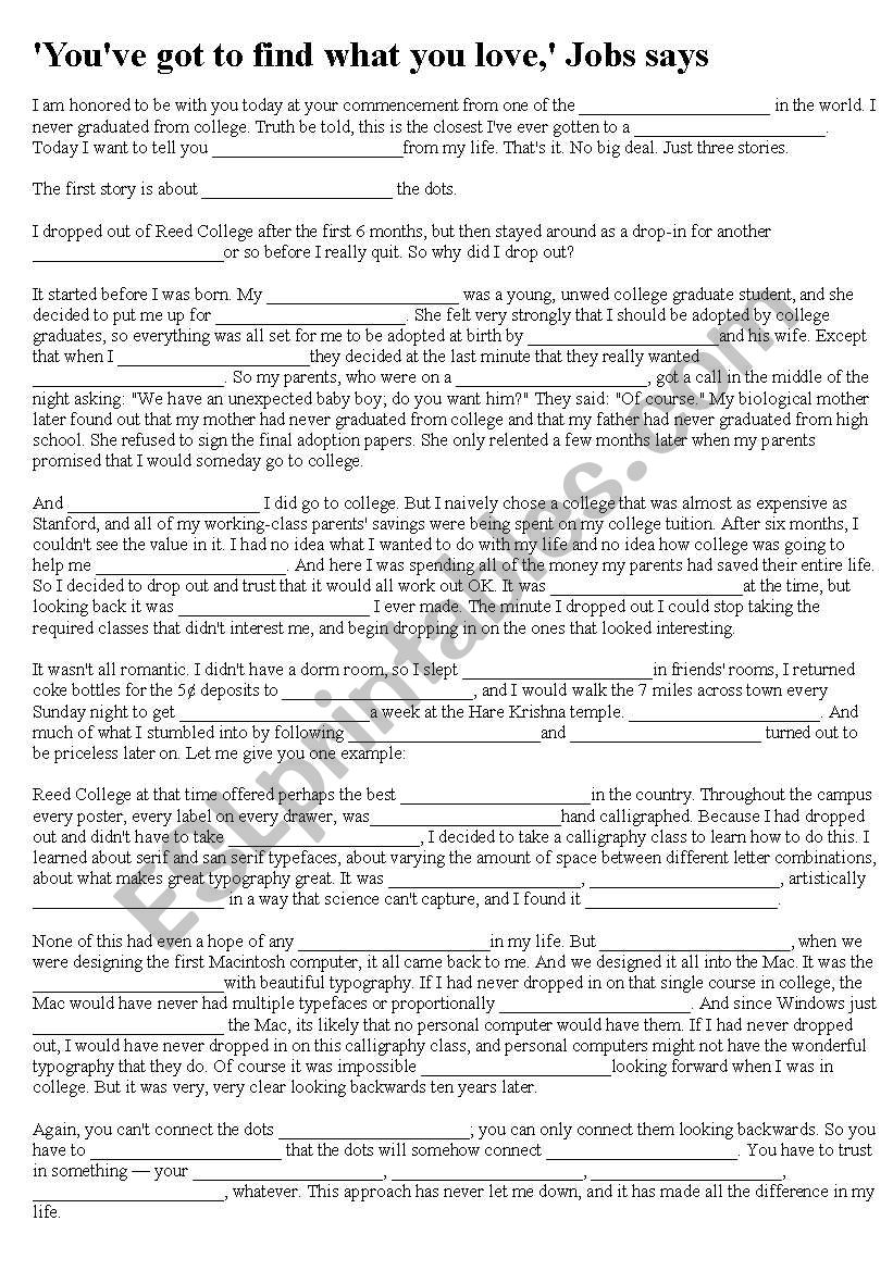 steve´jobs listening worksheet - ESL worksheet by flaviadaniela19