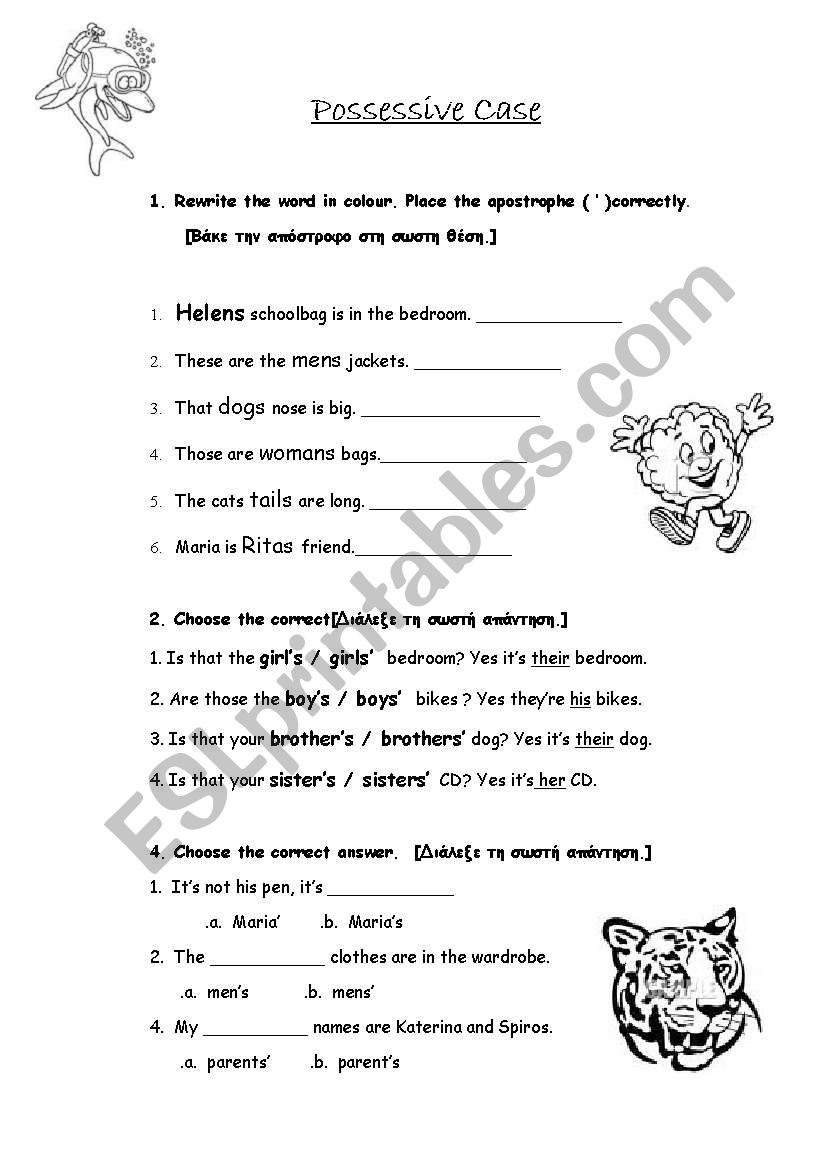 possessive case (apostrophe ´ ) - ESL worksheet by anestis