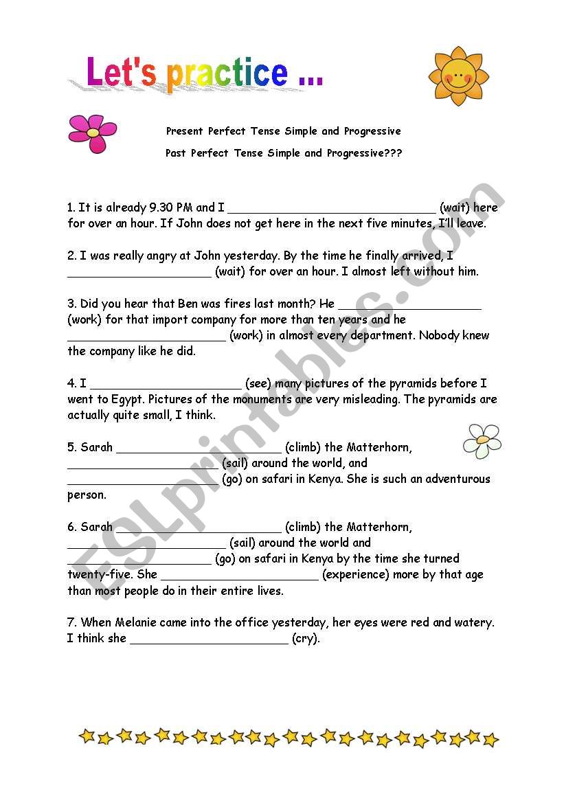 English worksheets: Let´s practice English tenses...