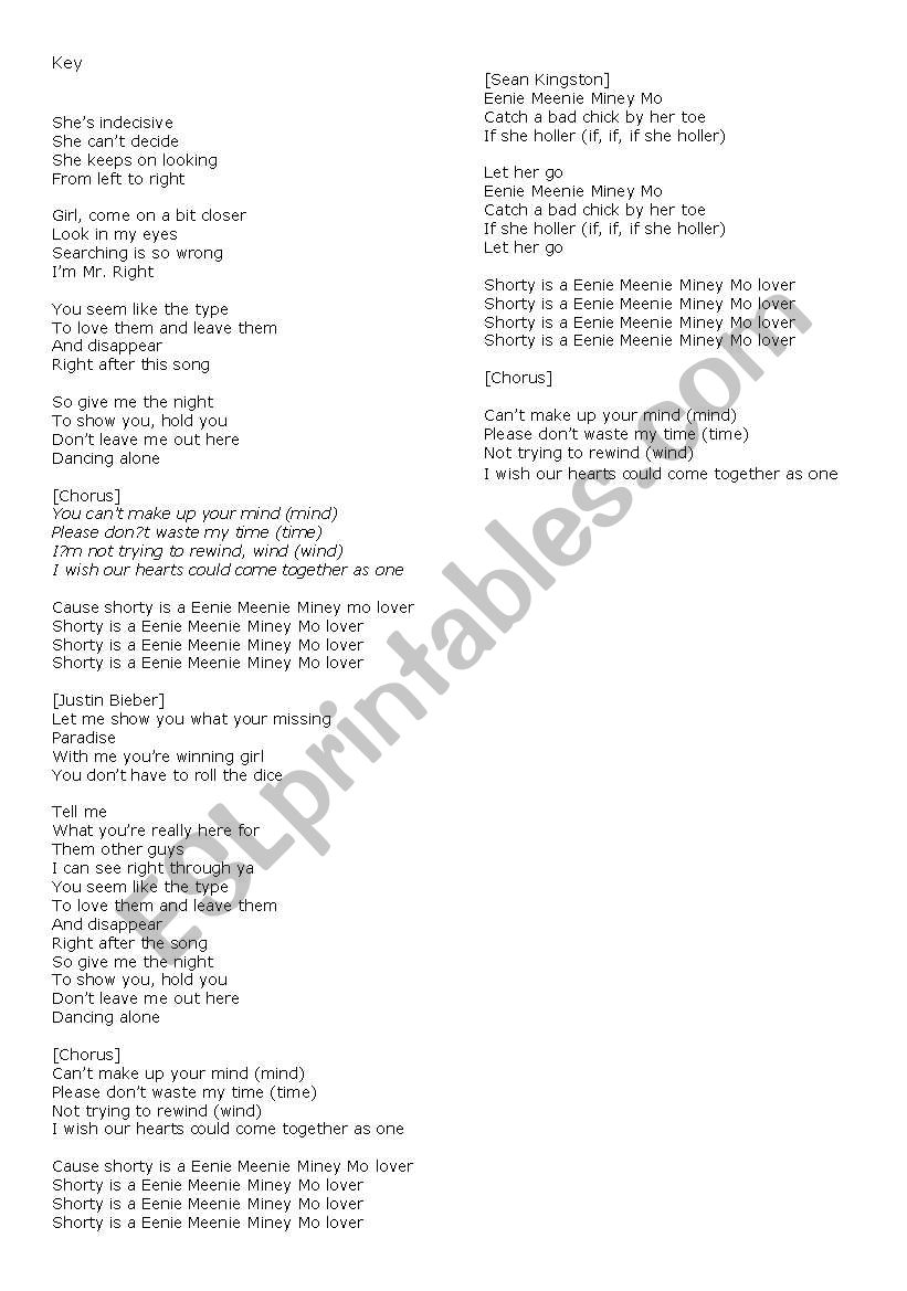 Eenie Meenie Guitar Chords