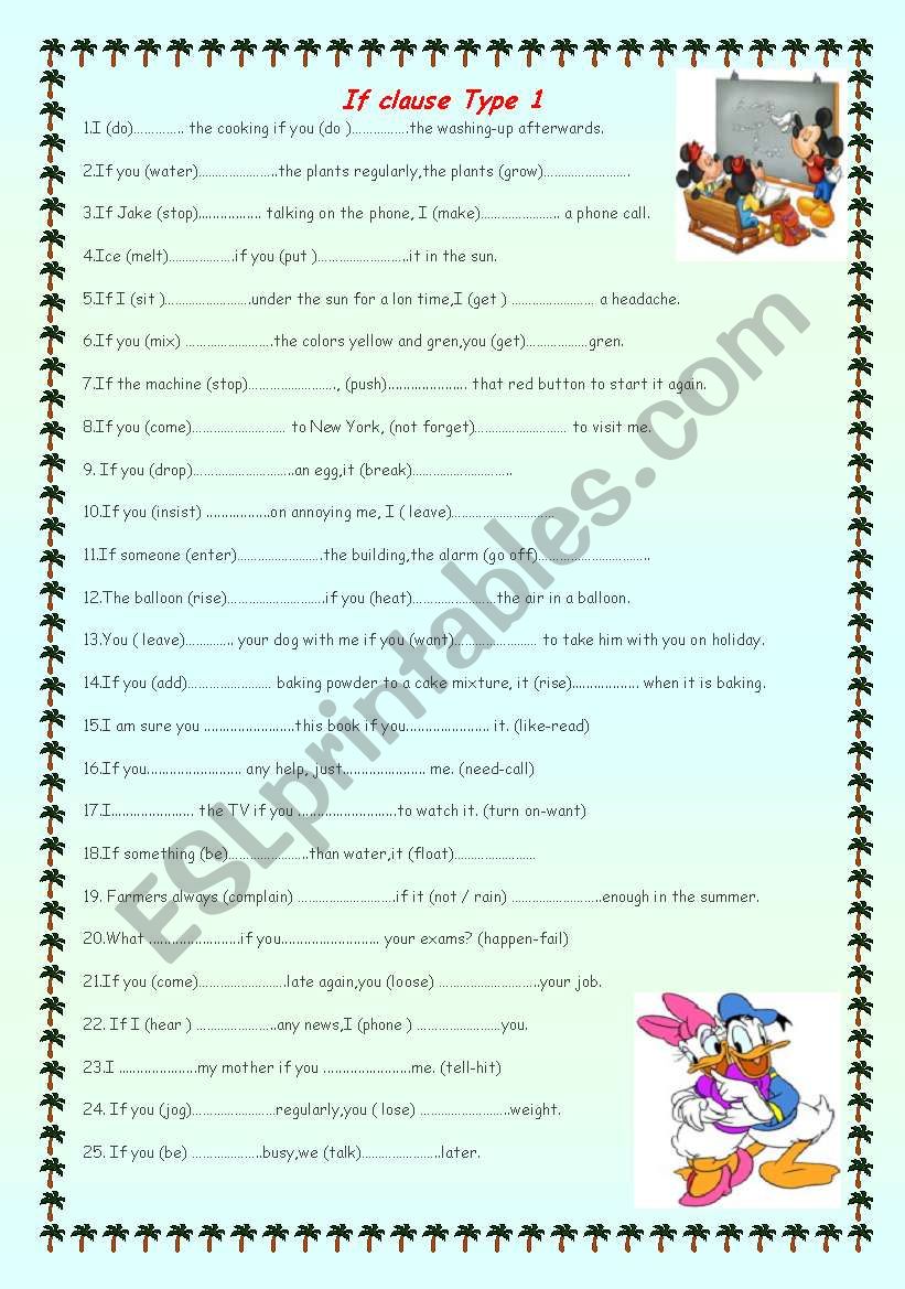 If Clause Type 1 - ESL worksheet by Serap289 If Clause Type 1 - ESL worksheet by Serap289