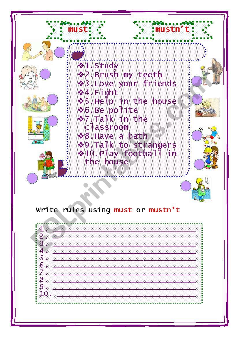 must-mustn´t - ESL worksheet by LILIAAMALIA