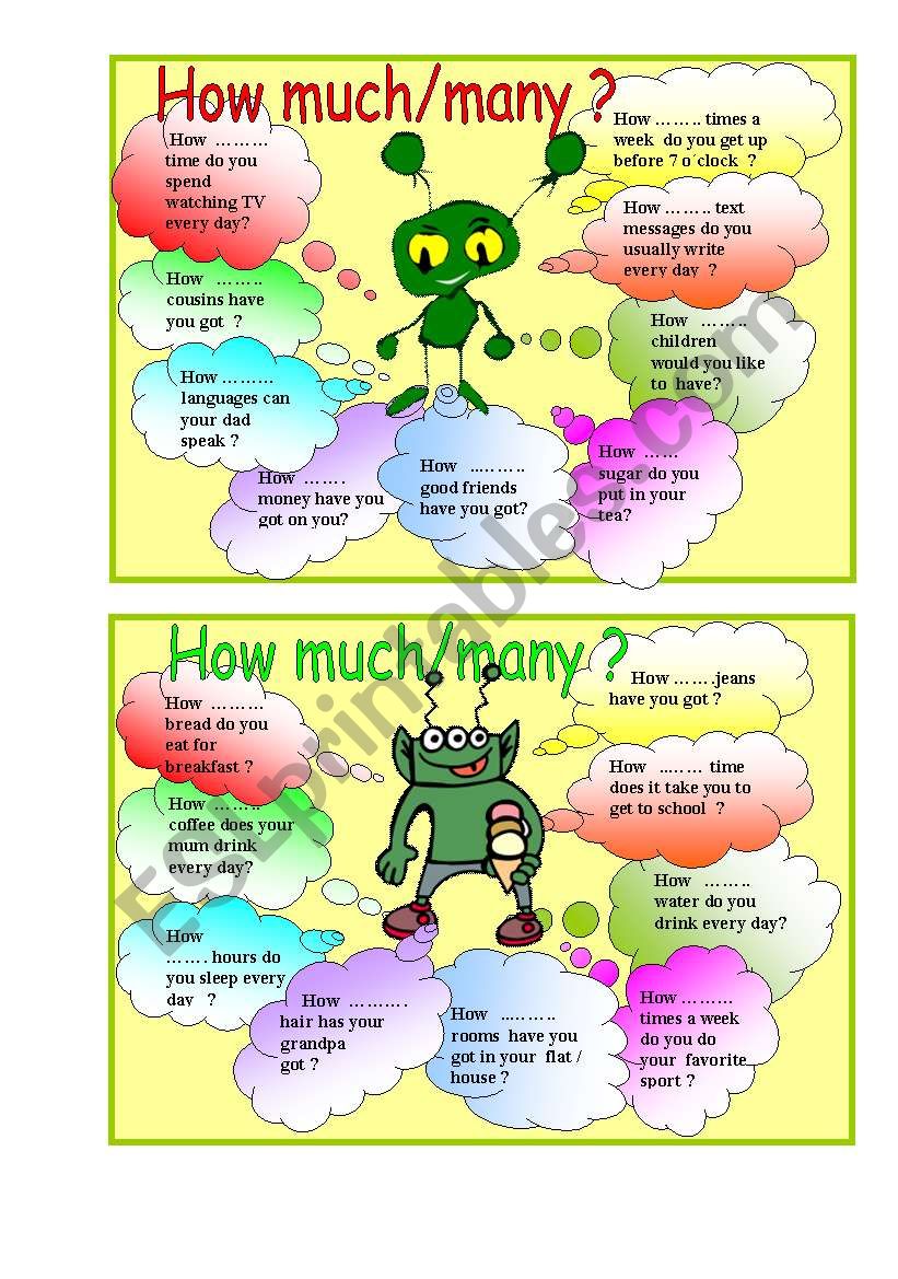 How Much How Many ESL Worksheet By Denfer
