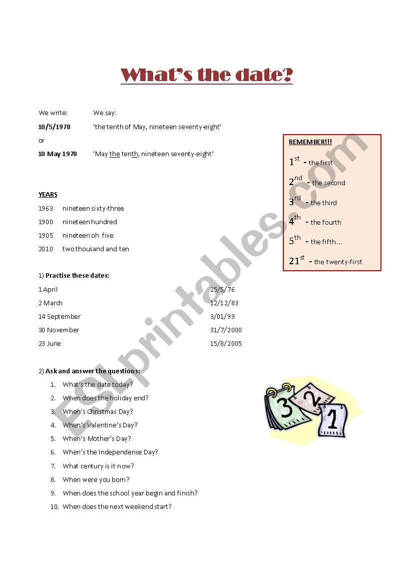 What´s the date? - ESL worksheet by miiikaaa