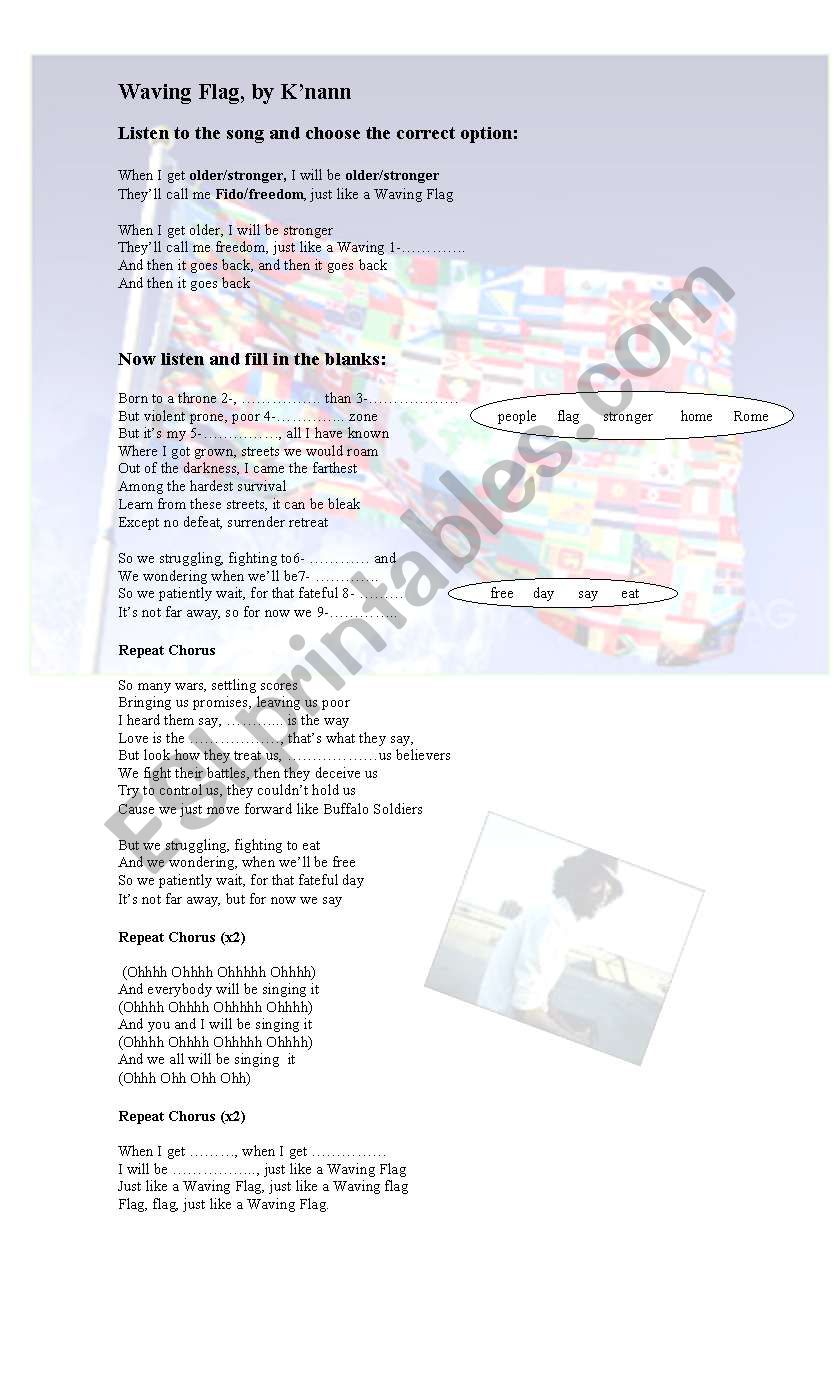 Football World Cup song by K´naan - ESL worksheet by sandracal