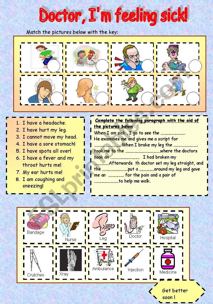 Doctor, IÂ´m feeling sick! - ESL worksheet by cornelia.agnes