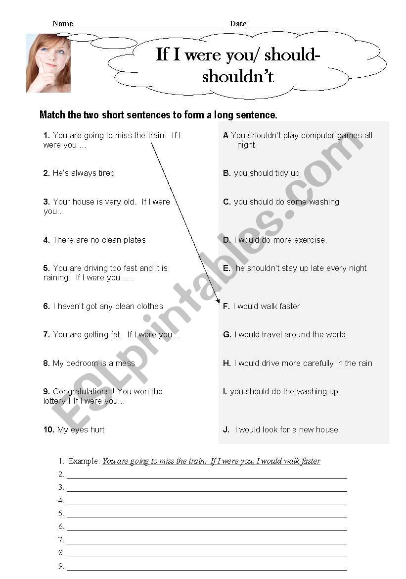 If I were you/should/shouldn´t - ESL worksheet by bananagirl