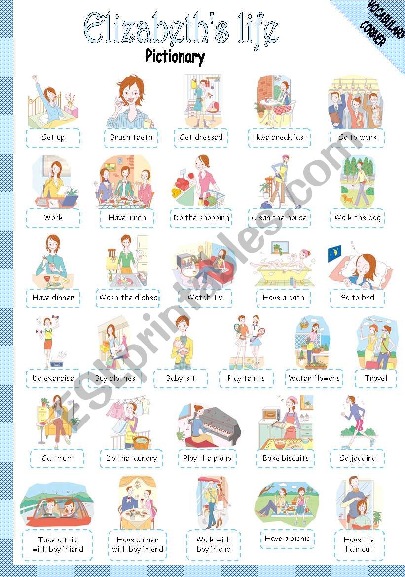 ELIZABETH´S LIFE - PICTIONARY - ESL worksheet by silvia.patti
