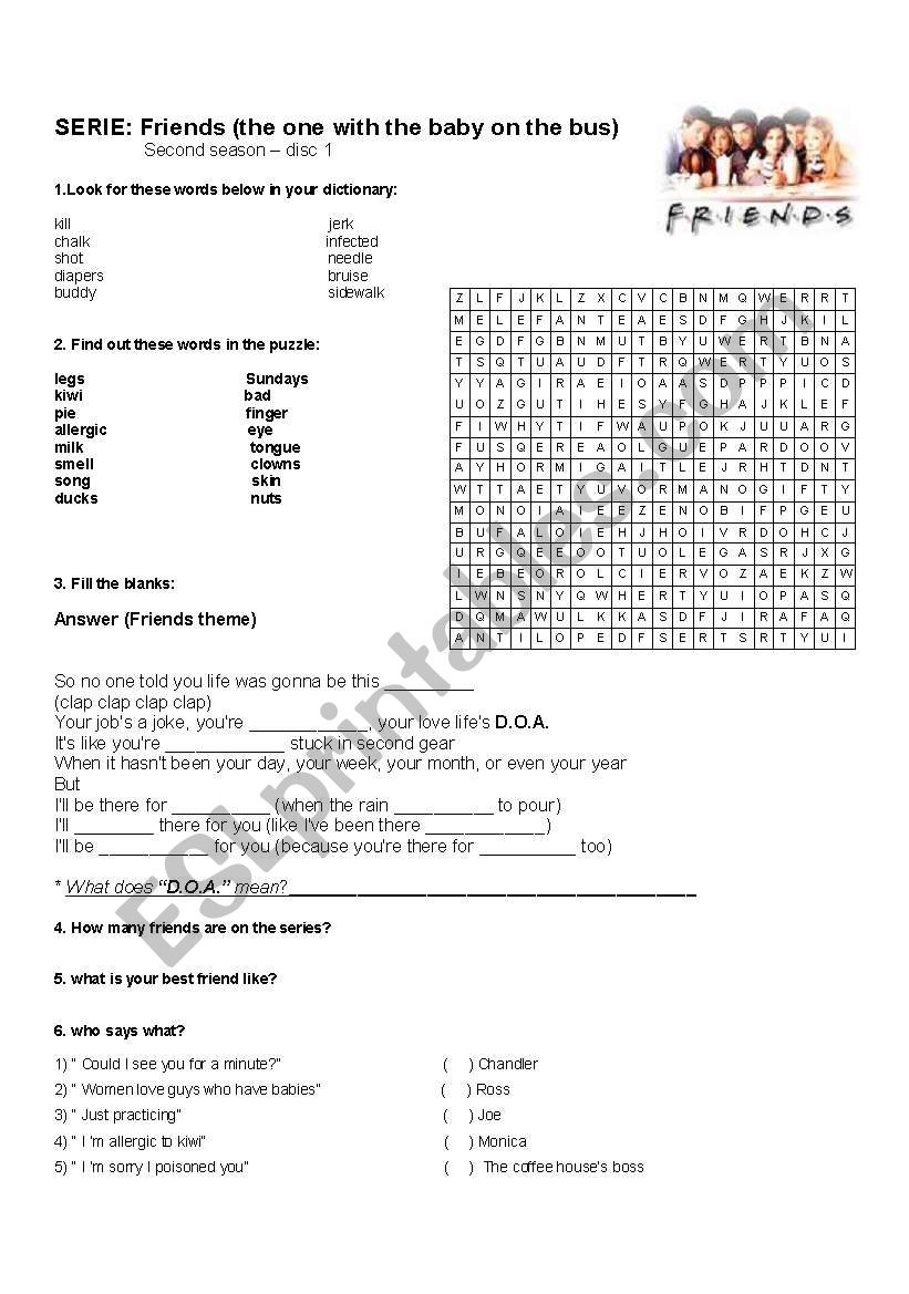 SERIE: Friends (the one with the baby on the bus) Second season – disc ...