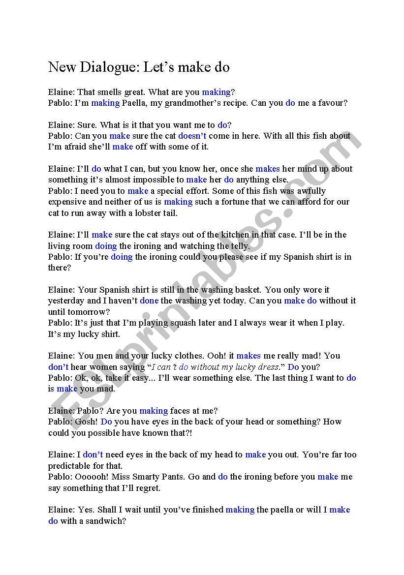 Let´s Make Do - ESL worksheet by franknbea