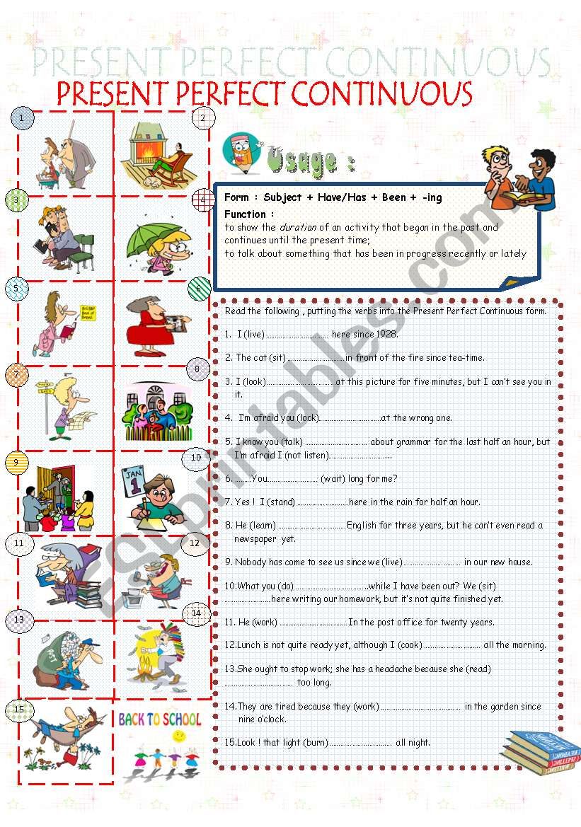 Present Perfect Continuous ESL Worksheet By Zhlebor