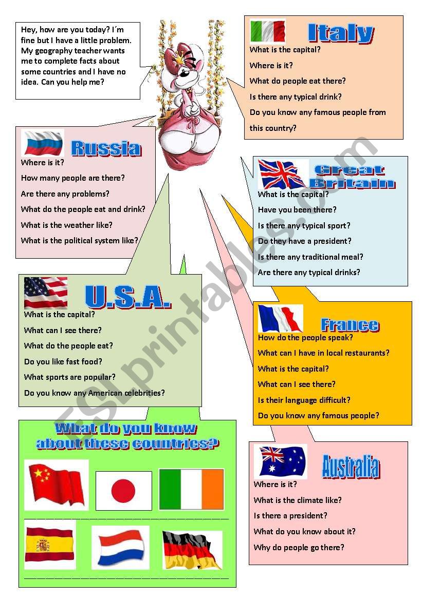 Let´s talk about countries a bit - ESL worksheet by mariana_x