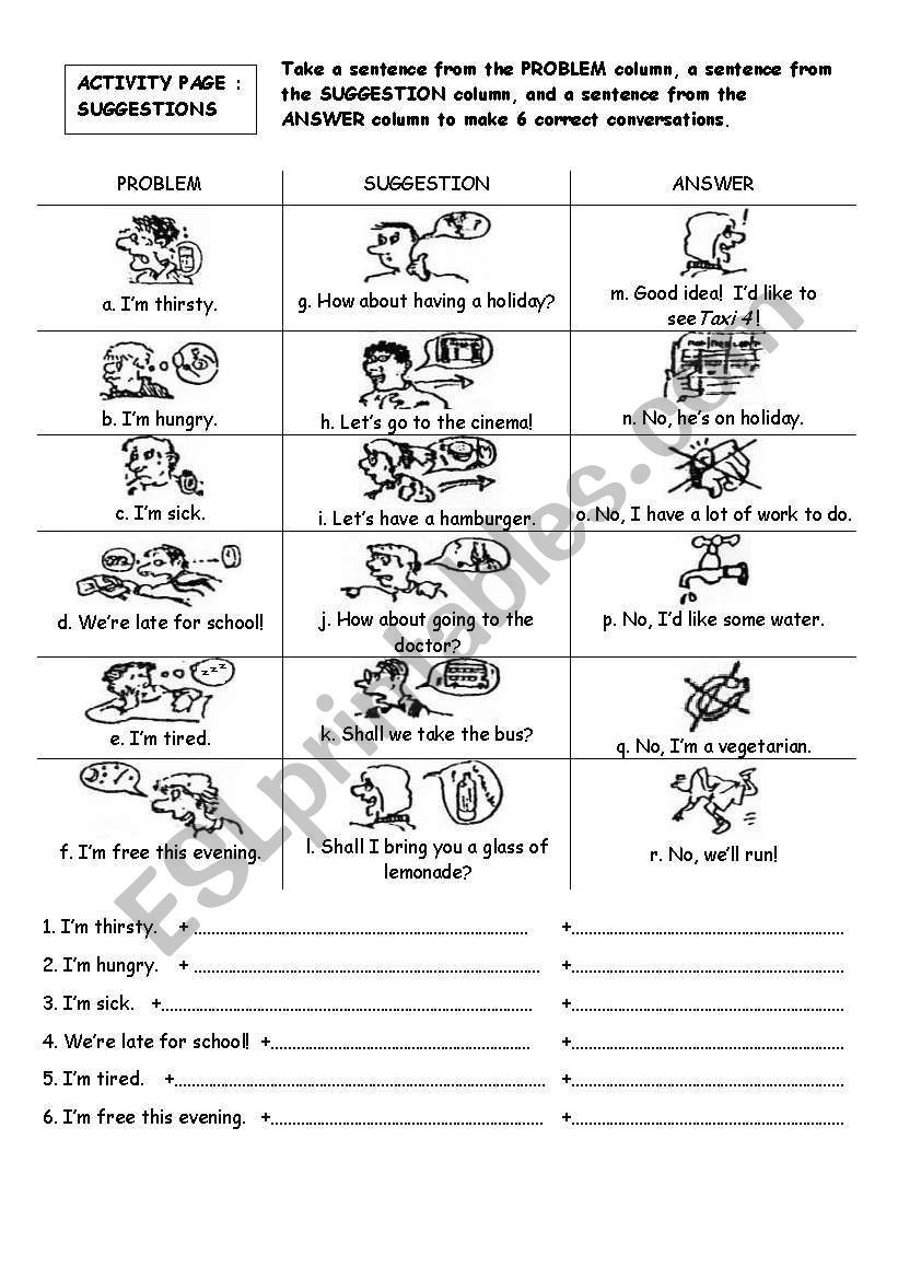Suggestions Shall / Let´s / How about - ESL worksheet by Lilibelle