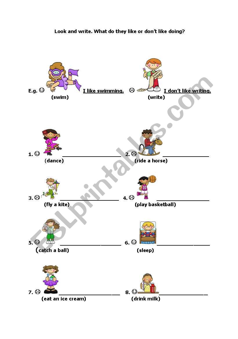Like - Don´t like Verb-ing - ESL worksheet by mitokondri