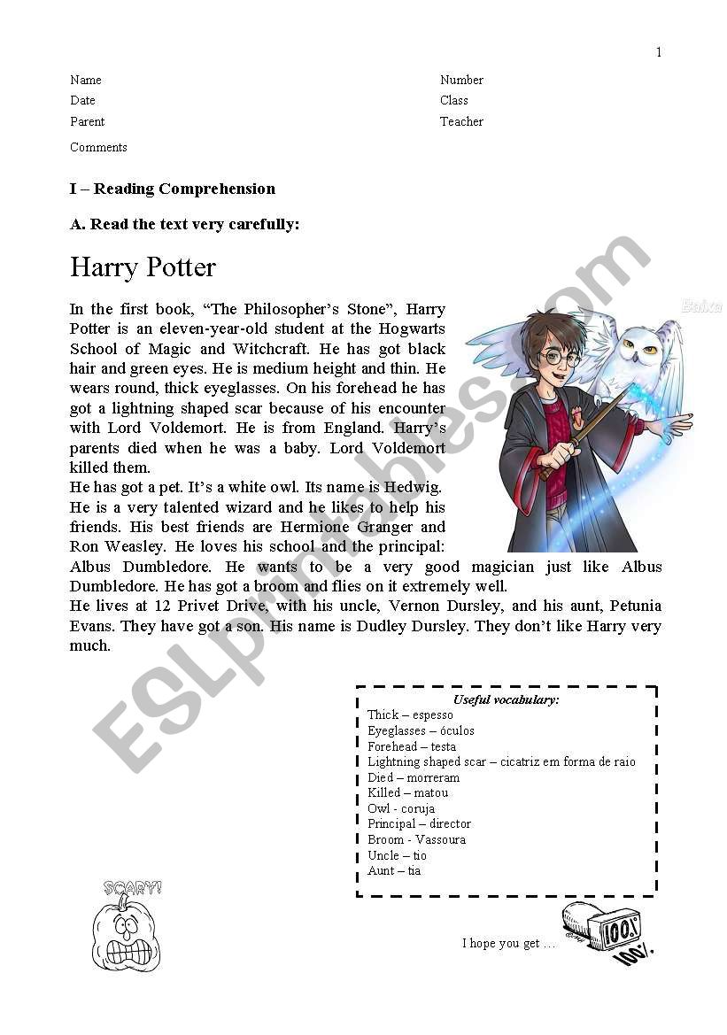 Who´s Harry Potter? - ESL worksheet by teachercrista