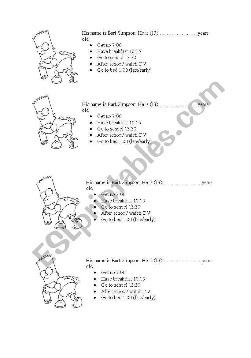 bart´s routine - ESL worksheet by natachavc
