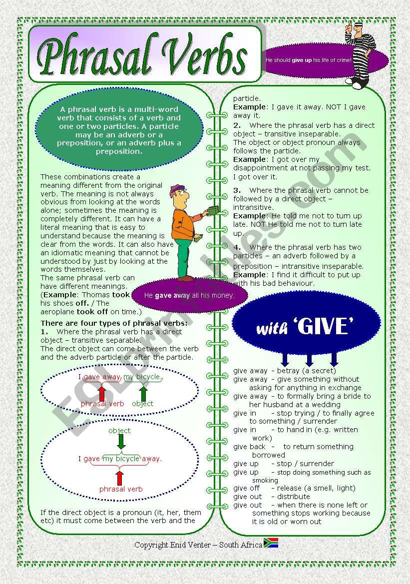 Phrasal Verbs (with focus on ‘GIVE’): Part 1 of 3 - ESL worksheet by ...