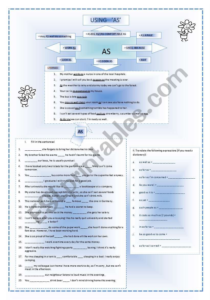Using ´AS´ - ESL worksheet by mokus19
