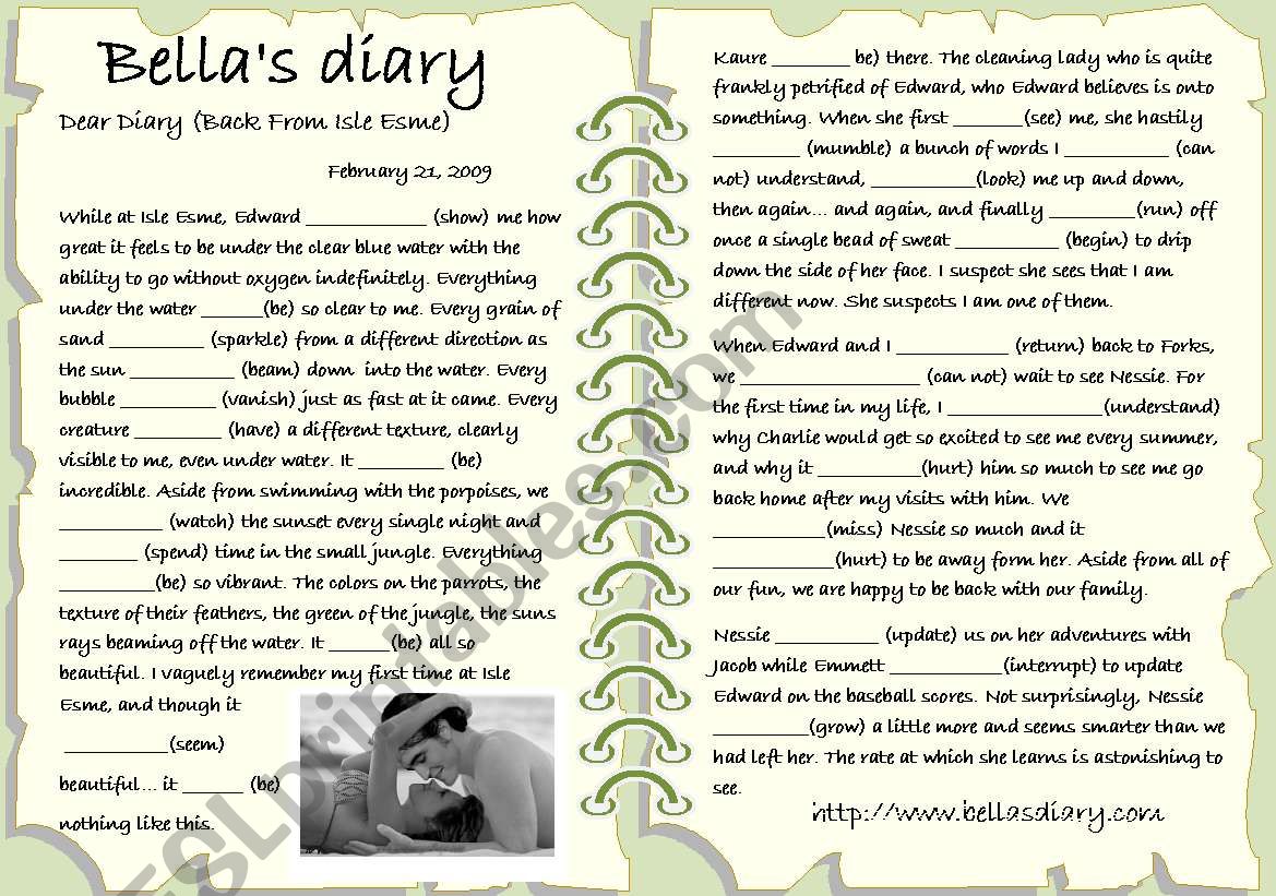 BELLA CULLEN´S DIARY - ESL worksheet by borna