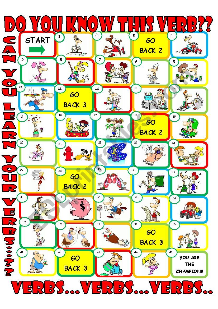 Action Board Game ESL Worksheet By Imelda
