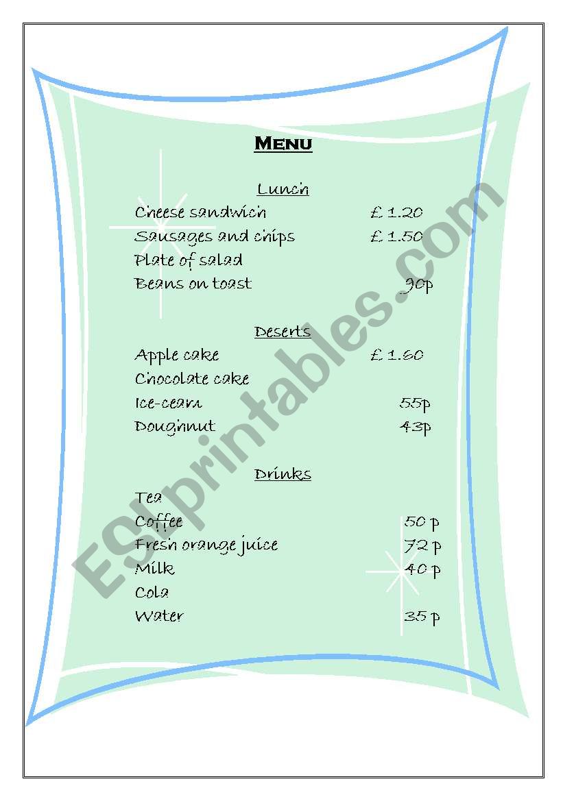 At the café - ESL worksheet by antiram