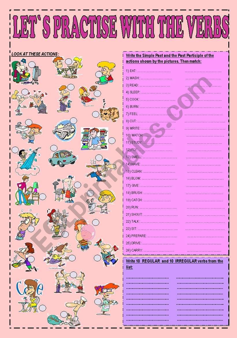 LET`S PRACTISE WITH THE VERBS - ESL worksheet by lindaflor