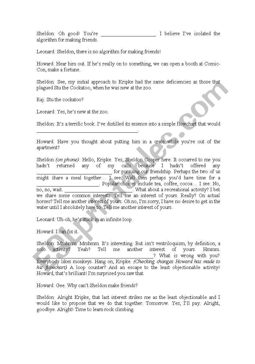 Big Bang Theory Friendship Flow Chart