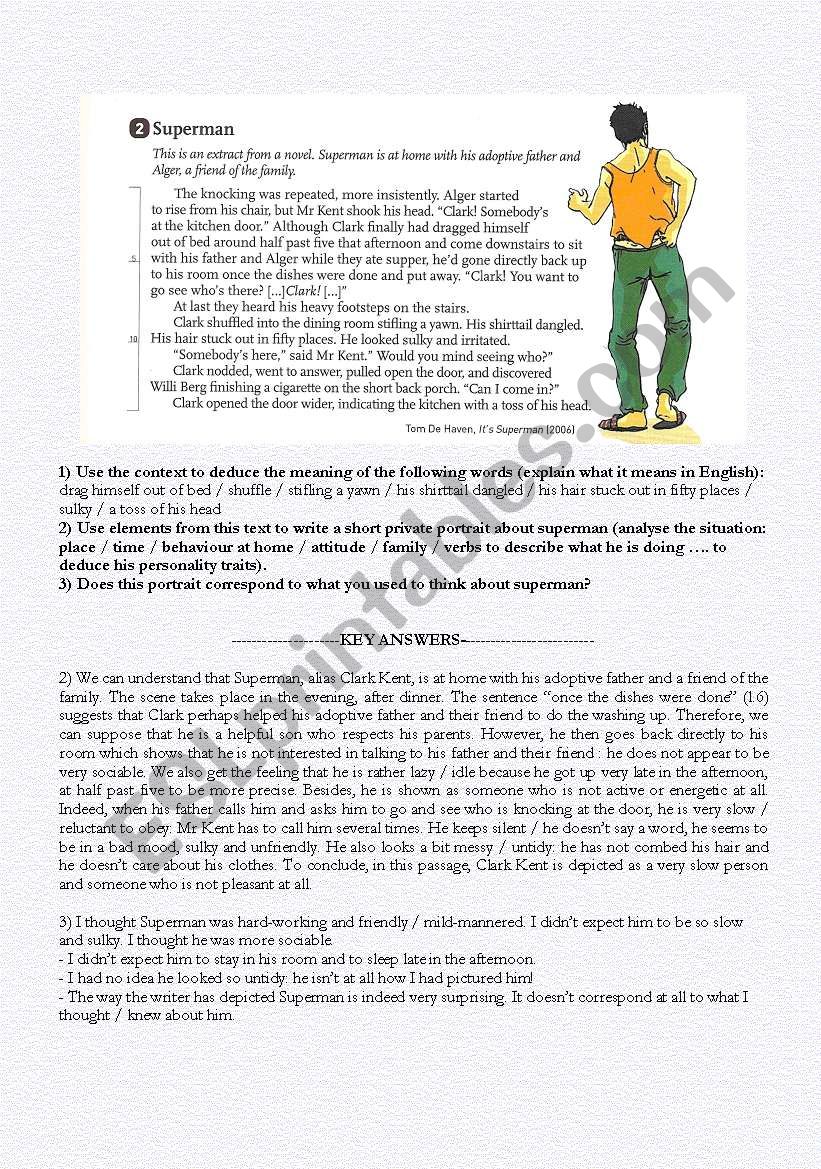 Superman´s private portrait - reading + writing about his personality ...