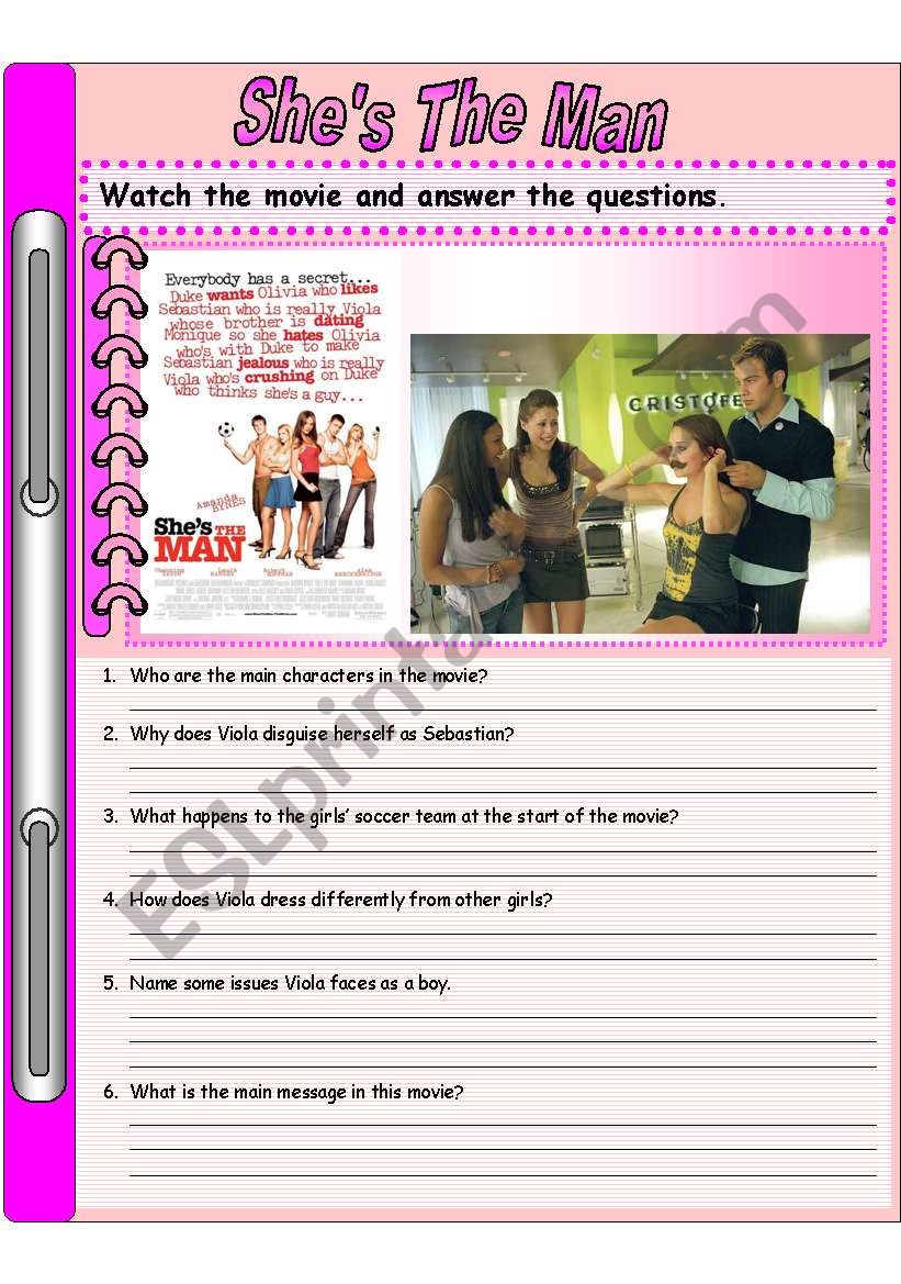 She´s the Man - ESL worksheet by Shanna83