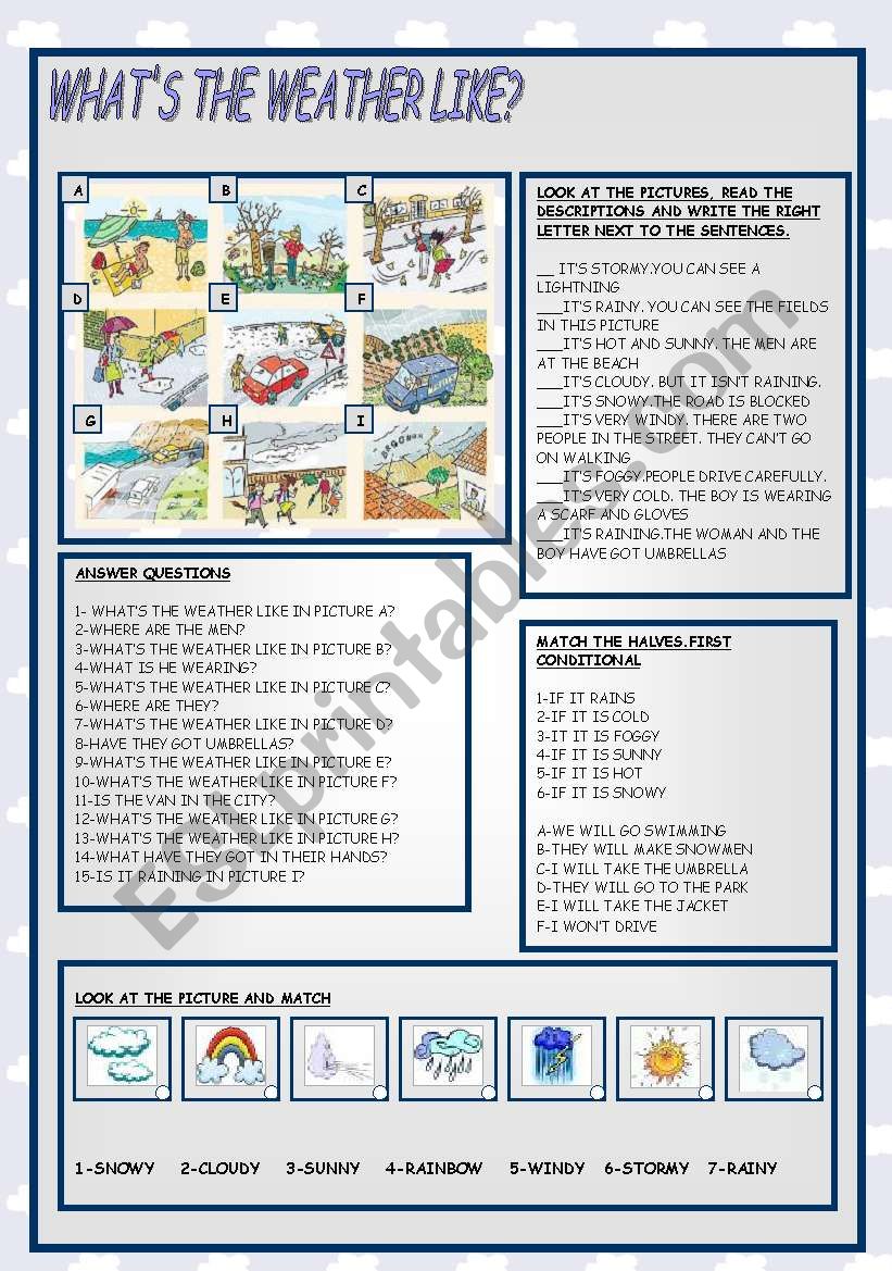 WHAT´S THE WEATHER LIKE? - ESL worksheet by ag23