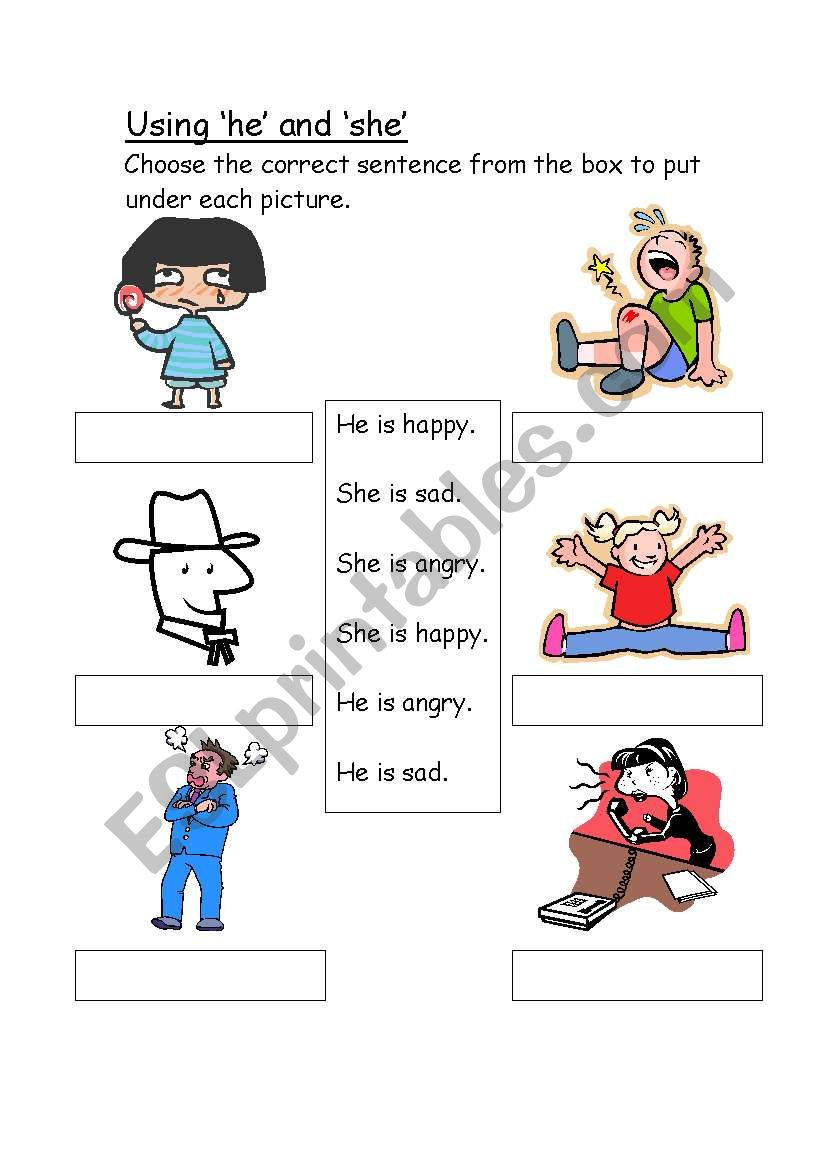 Using ´he´ and ´she´ - ESL worksheet by rachellv