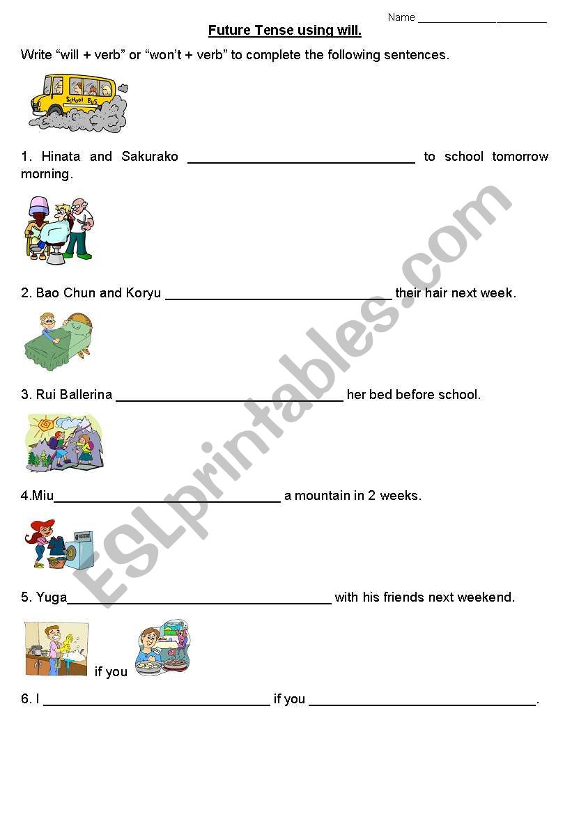 Future Tense - using "will" and "won´t" - ESL worksheet by davidmarkbird