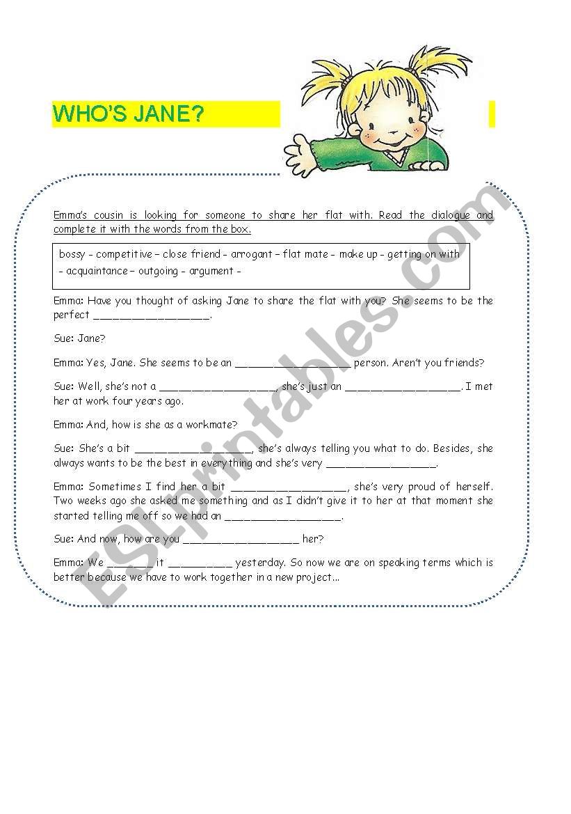 Who´s Jane? - ESL worksheet by alecitawde