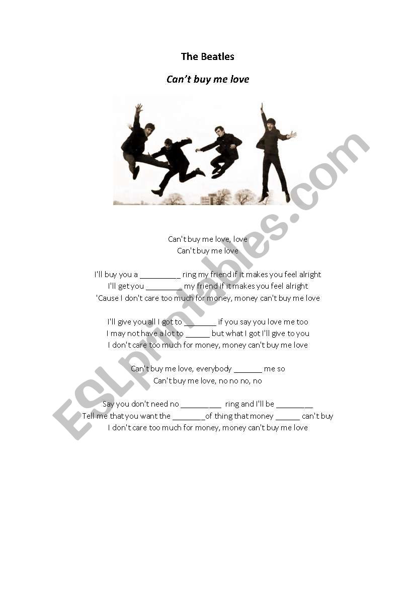 The Beatles - Can´t buy me love + activities - ESL worksheet by loki