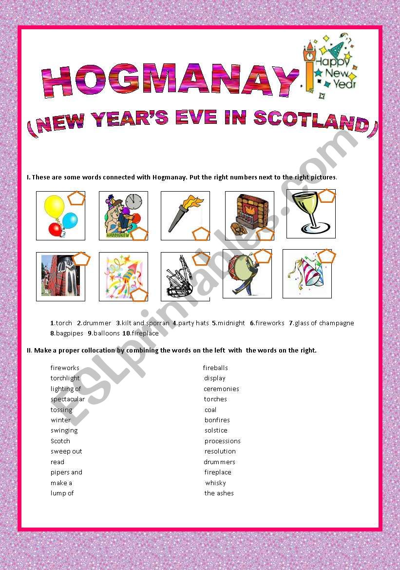 HOGMANAY ( NEW YEAR´S EVE IN SCOTLAND) - ESL worksheet by monder78