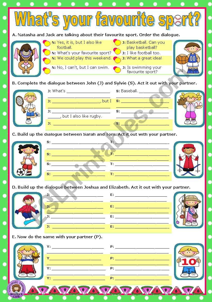 What´s your favourite sport? - Short dialogues to act out - ESL ...