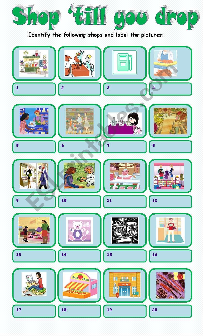 Shop ´till you drop - ESL worksheet by Ana B