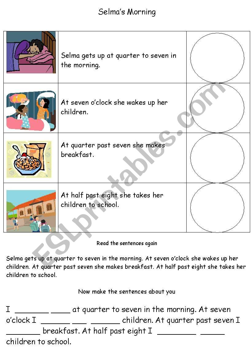 English worksheets: Selma´s Morning
